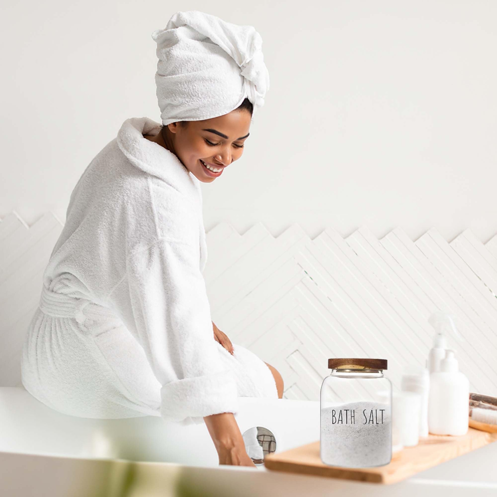 Bath Salts Glass Jar Bath Salt Container With Wooden Lid And Scoop For ...