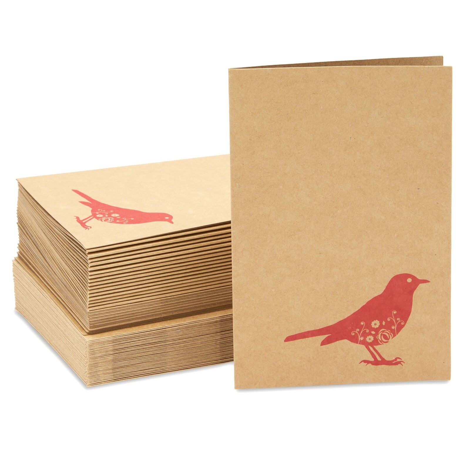 36 Pack Bird Note Cards with Envelopes, Blank, Rustic-Style Kraft Paper ...