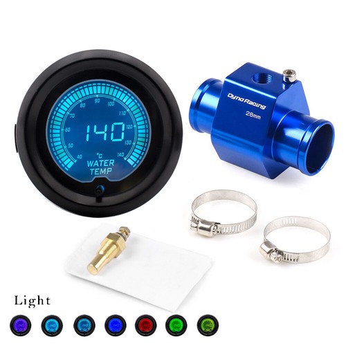 2" 52mm Digital 7 Color EVO Water Temp Gauge + 28mm Joint Pipe Sensor ...