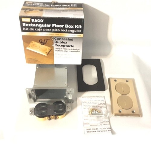 Hubbell Raco Rectangular Floor Box Kit Polished Brass Tamper Proof ...