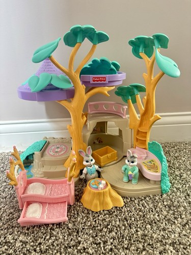 Vintage 1996 Fisher Price Hideaway Hollow Bunny Treehouse + Some ...