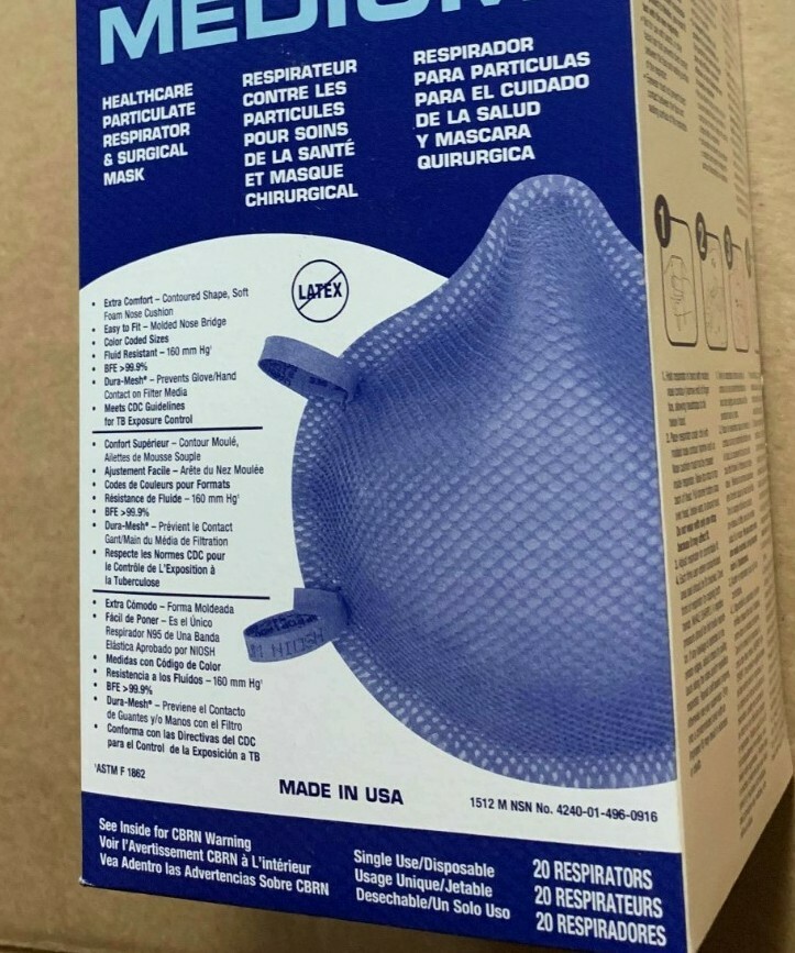 Moldex 1512 Box - 20 Size Medium Healthcare Face Covers, USA Made 1500 ...