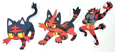 Litten, Torracat, Incineroar - Pokemon 3 Vinyl Sticker Evolution Set | eBay