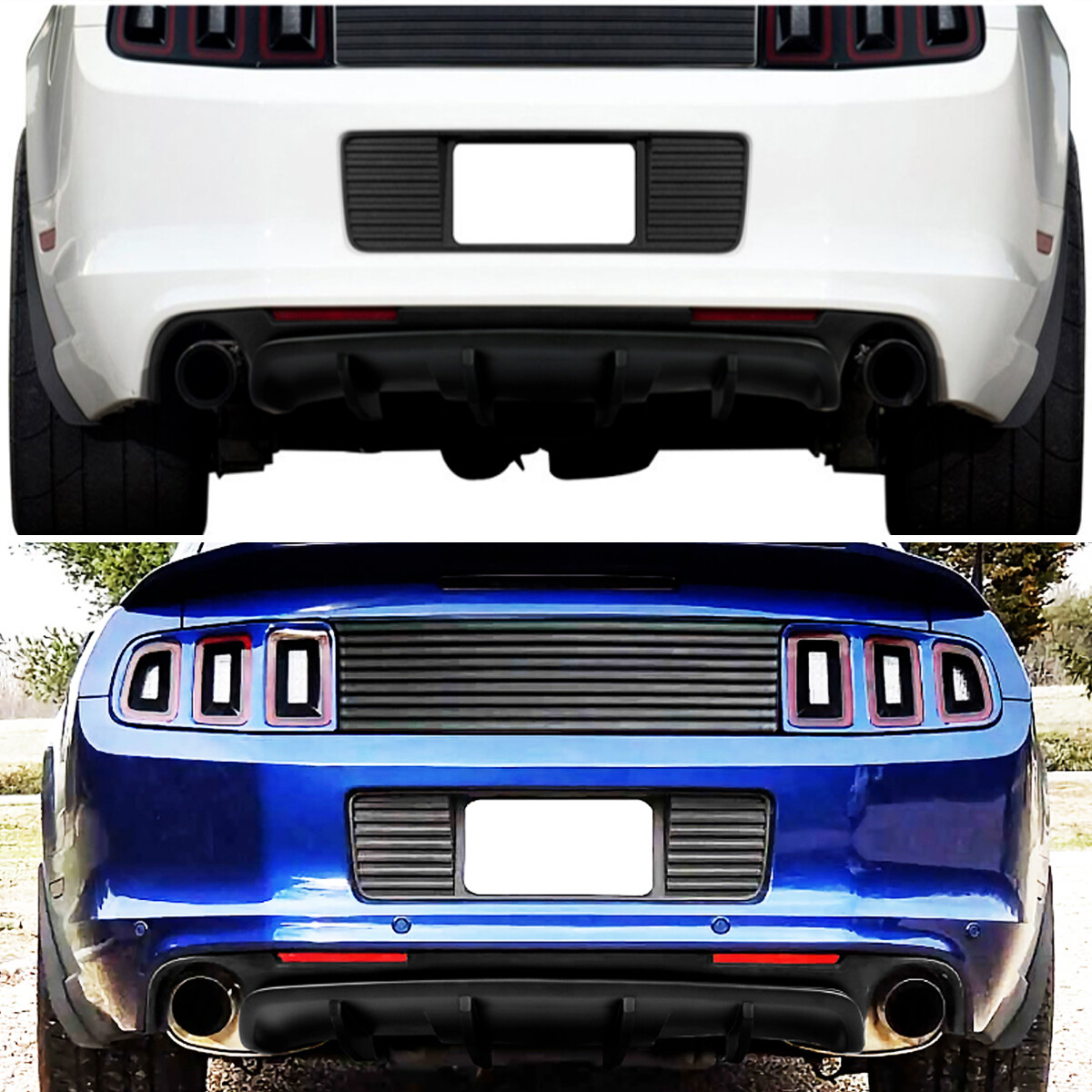 Matte Black V2 Style Shark Fins Rear Diffuser For 2013-2014 Ford ...