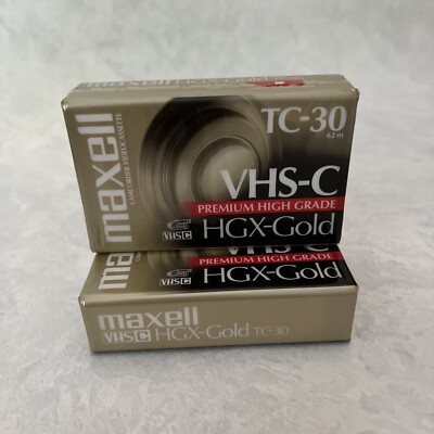 Lot of 2 Maxwell VHS-C TC-30 HGX-Gold Premium High Grade Video Tape New ...