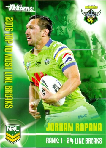 2017 NRL Traders 9 card Puzzle set Jordan Rapana- Canberra Raiders ...