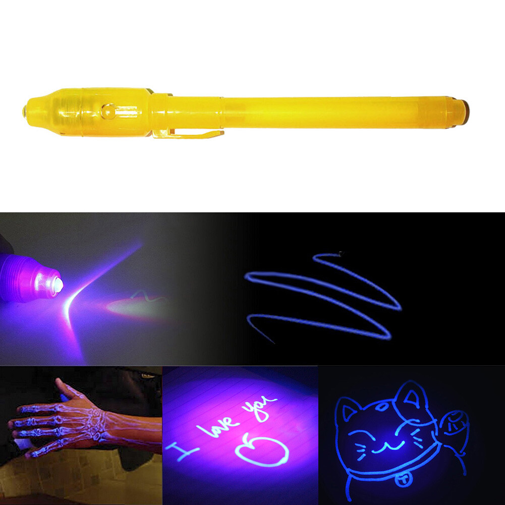2 in 1 Luminous Light Invisible Ink Pen UV Kids Drawing Magic Pens ...