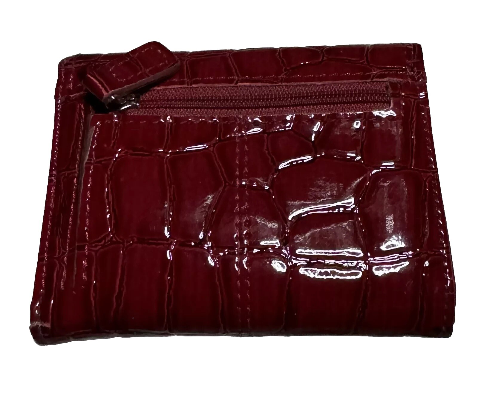 Womens Guang Tong Faux Crocodile / Alligator Tri-Fold Red Wallet | eBay