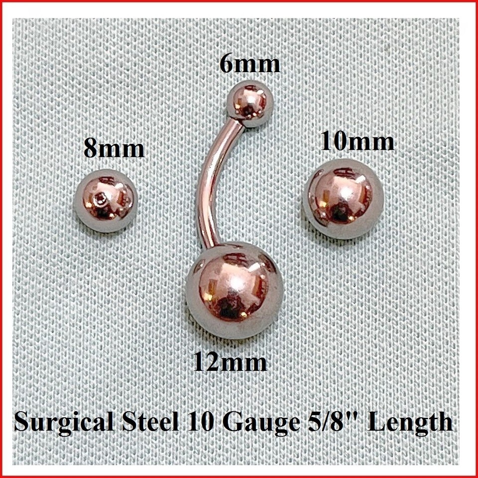 Handcrafted Surgical Steel 10g 5/8" 6, 8, 10 & 12mm Big BALLS PA ...