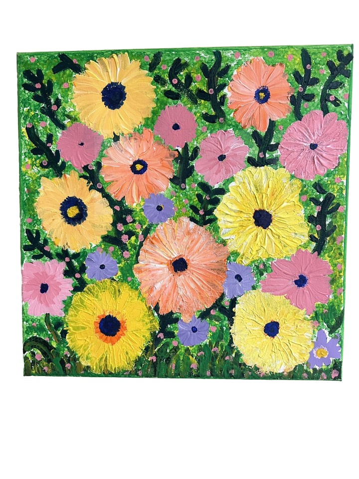 handmade floral 14X14 Canvas painting | eBay