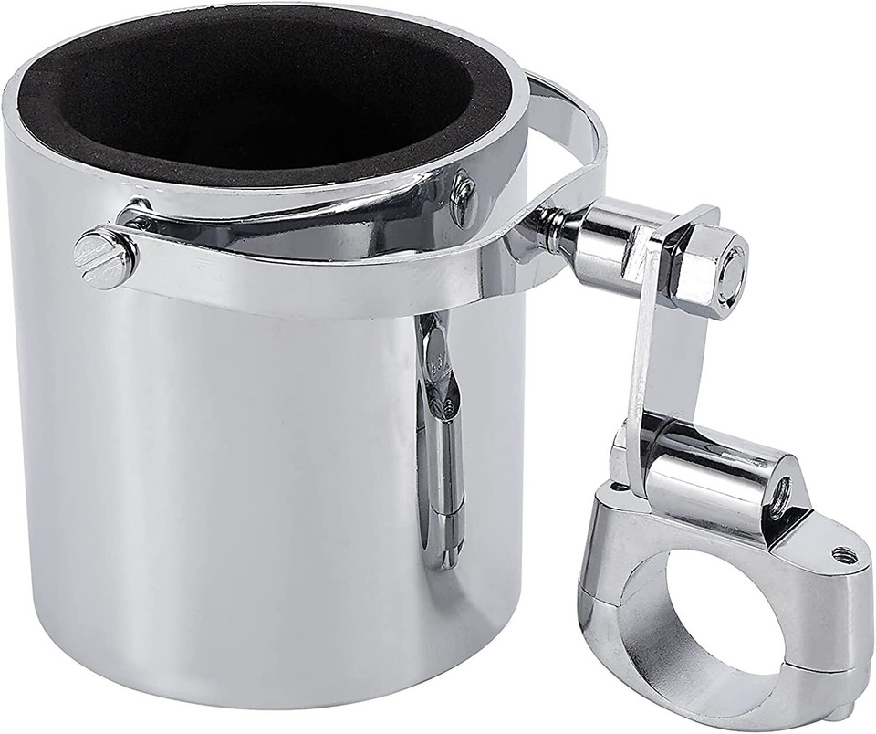Motorcycle Cup Holder Handlebar Drink Bottle Holder Chrome Harley ...