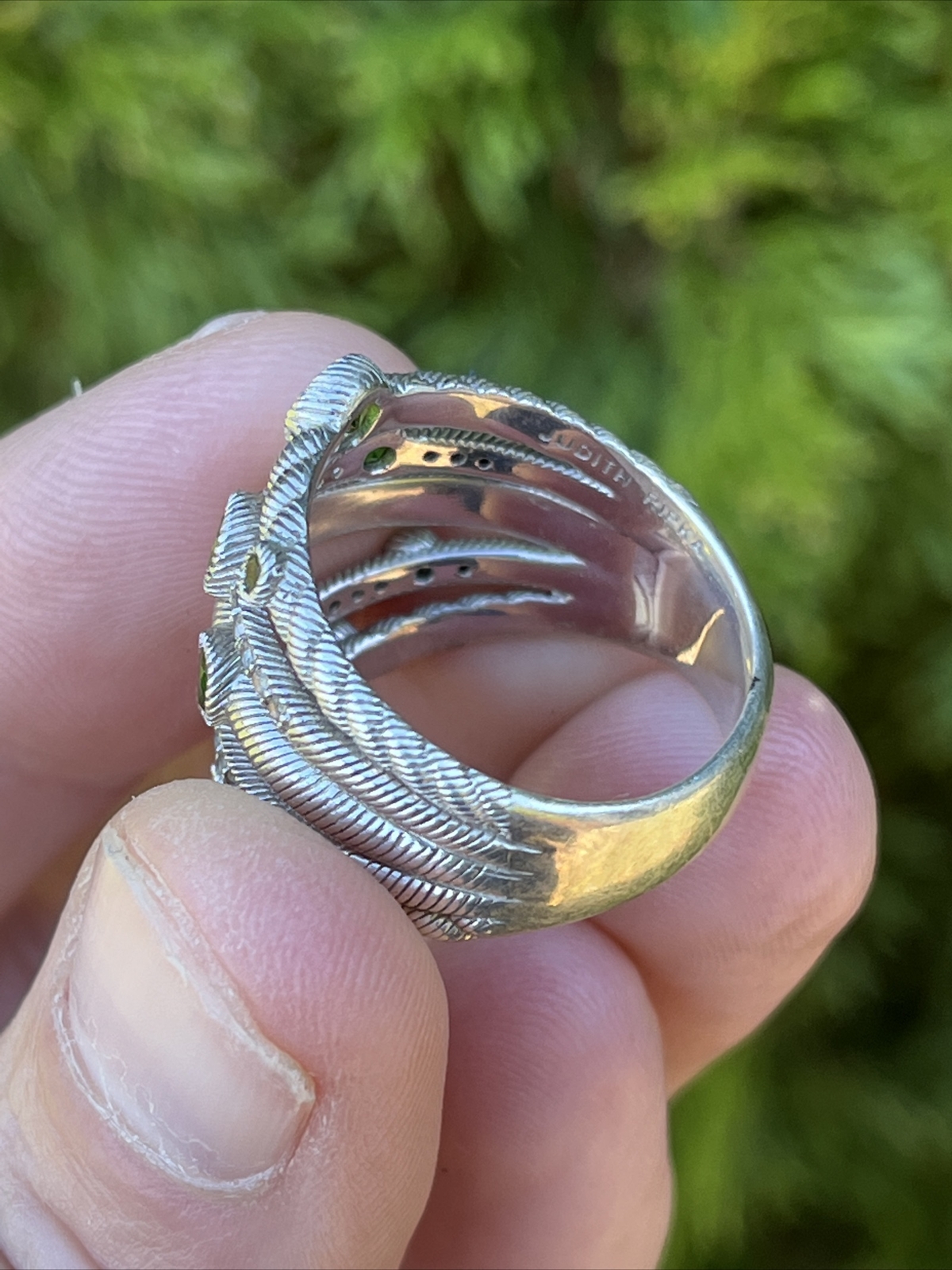 Judith Ripka Ring Sterling Silver Diopside Green Ston… - Gem