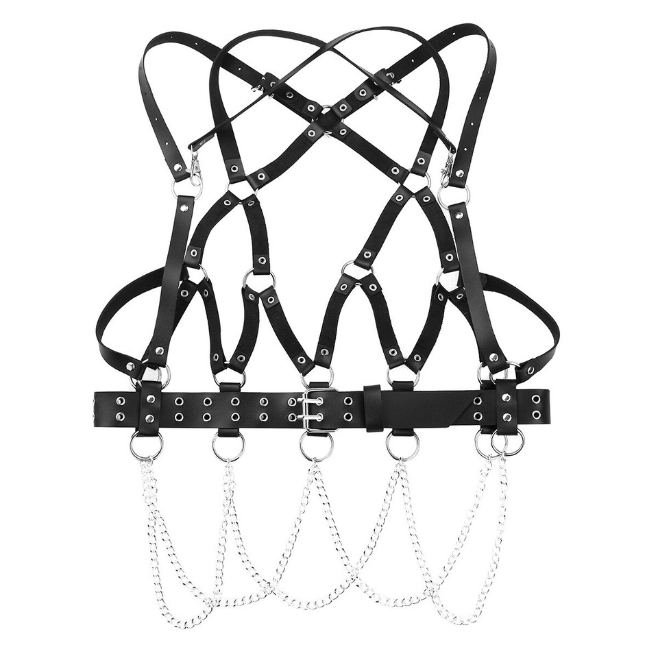 Women Adjustable Leather Harness Bra Body Chest Cage Belt Strap ...