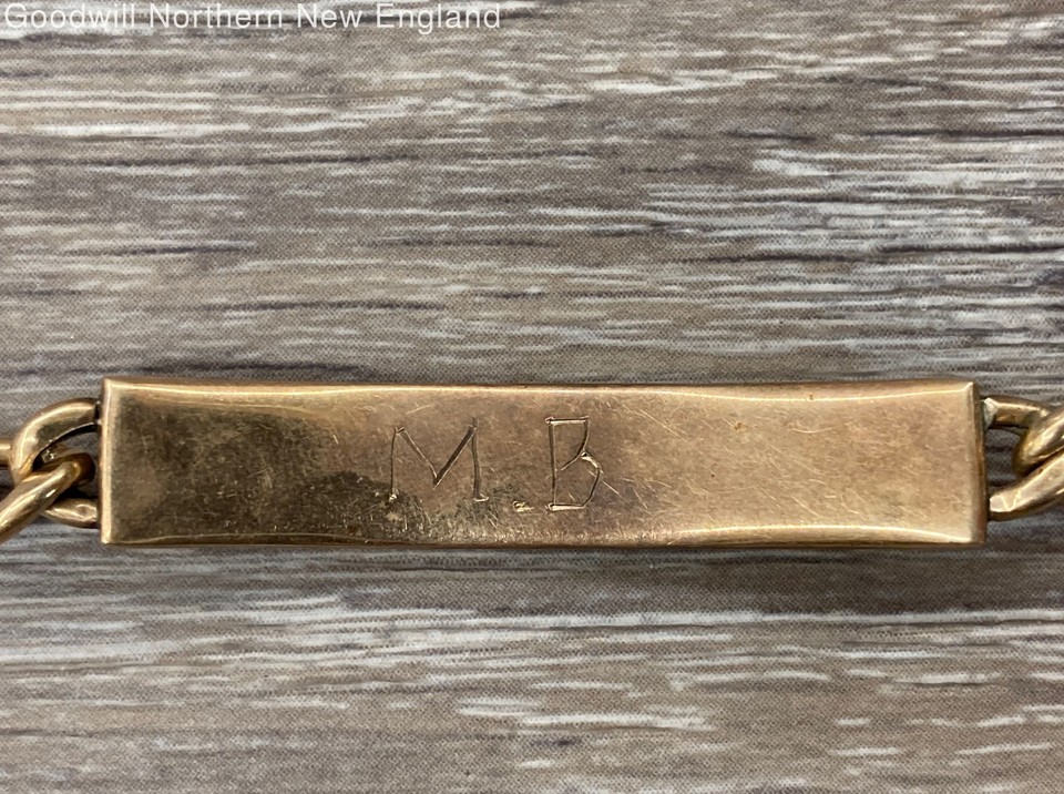 14K Mark Tests 13k Chain & 10.6k Yellow Gold Bar ID Bracelet w. Etched ...