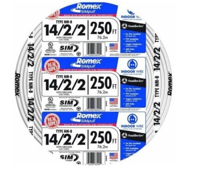 250 ft 14 2 Romex Wire (ACTUAL ROMEX SIMPULL BRAND) | eBay