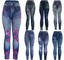 High Waist Women's Denim Print Fake Faux Jeans Leggings Pants | eBay