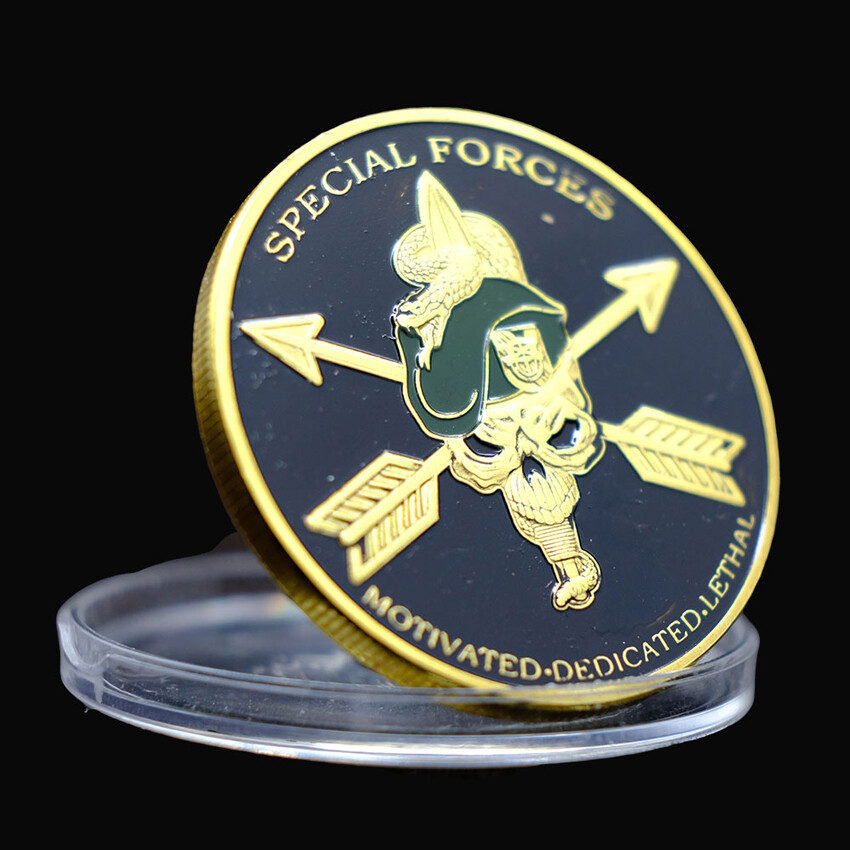 1 PC Army Coin GREEN BERET US Special Forces Challenge Collectible Gold ...