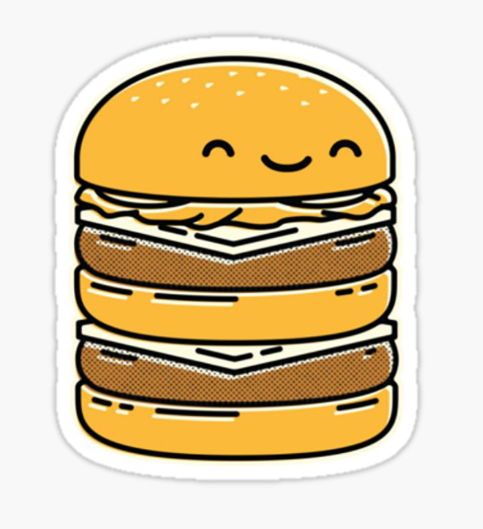 Happy Hamburger Sticker decal car laptop food item cute burger ...