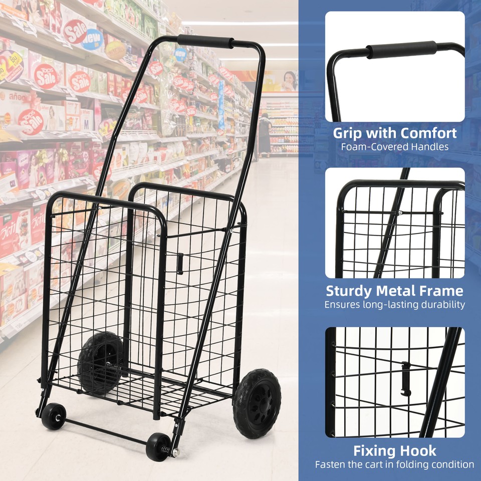 88lbs Folding Shopping Cart with wheels Utility Cart Grocery Cart ...