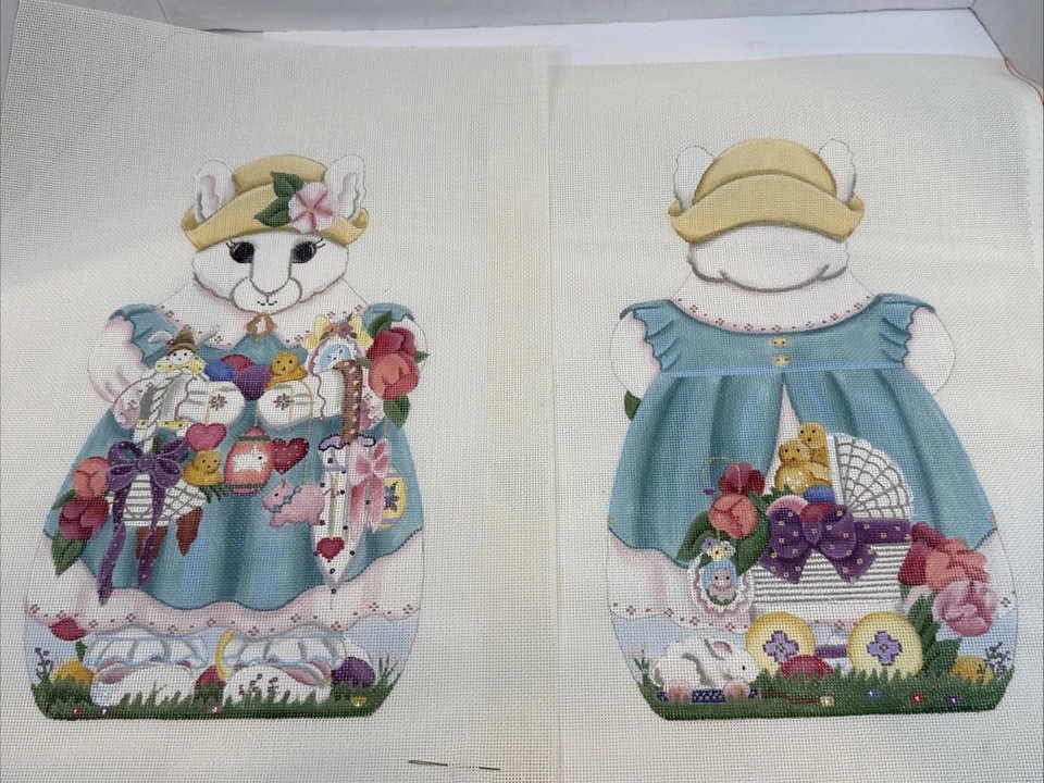 Needlepoint Easter Rabbit Two-Sided Standup Doll Canvas 18Ct Mesh | eBay