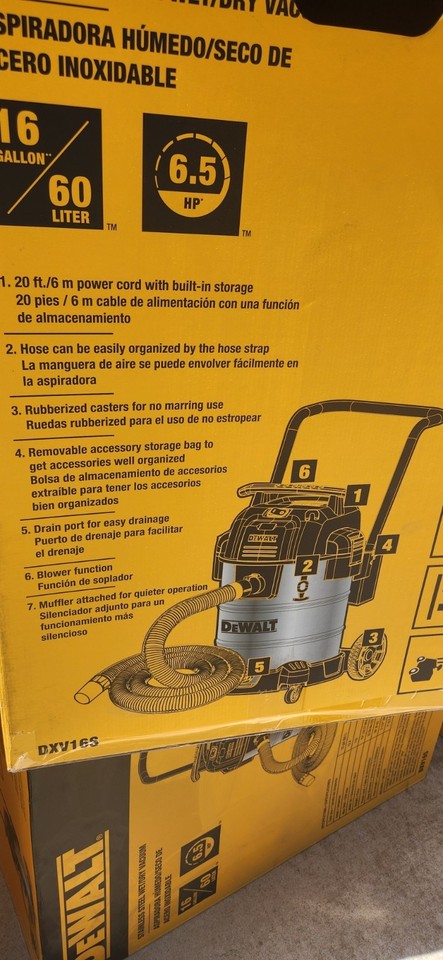 DEWALT 16 Gallon Poly Wet/Dry Shop Vacuum Cleaner Stainless w ...