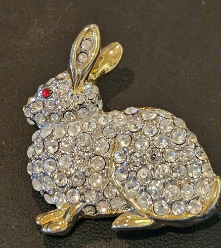 Vintage Gold And Crystal Rhinestone Rabbit Bunny Brooch Pin | eBay
