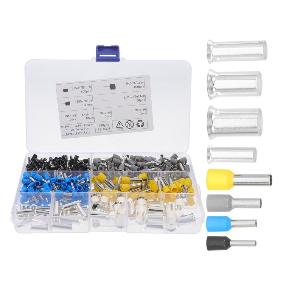 390pcs Cable Ferrules Crimp Connectors Crimp Pin Wire Ferrules End ...