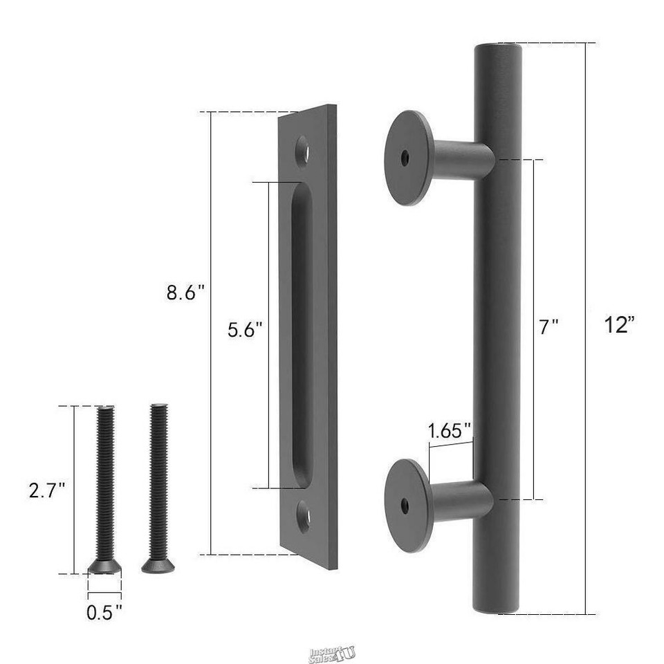 12 in. Black Ladder Pull and Flush Sliding Barn Door Handle Set | eBay