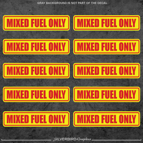 10x Mixed fuel only sticker decal label garage oil gas vehicle truck ...