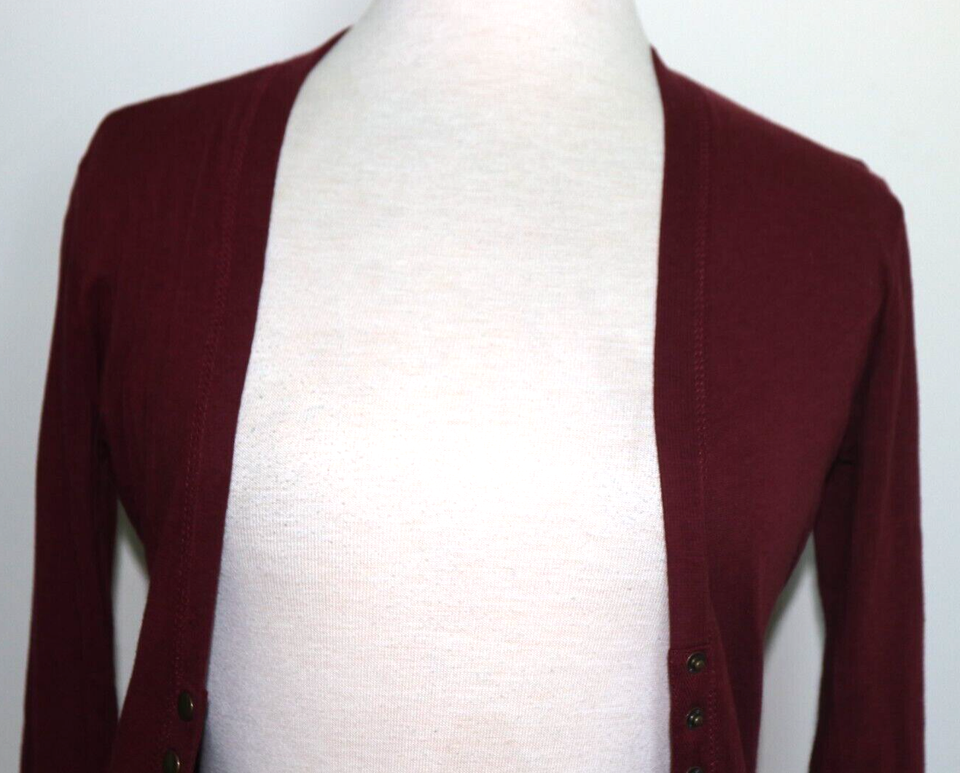 Women's COL STORY Cardigan Burgundy Long Sleeve Snap Front Size Small ...