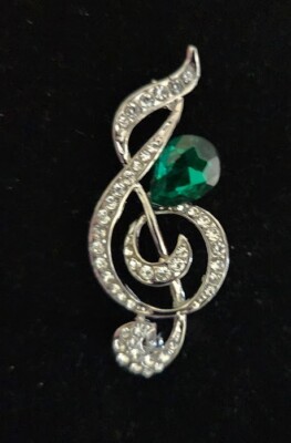 Silver Tone Treble Clef with Stones | eBay