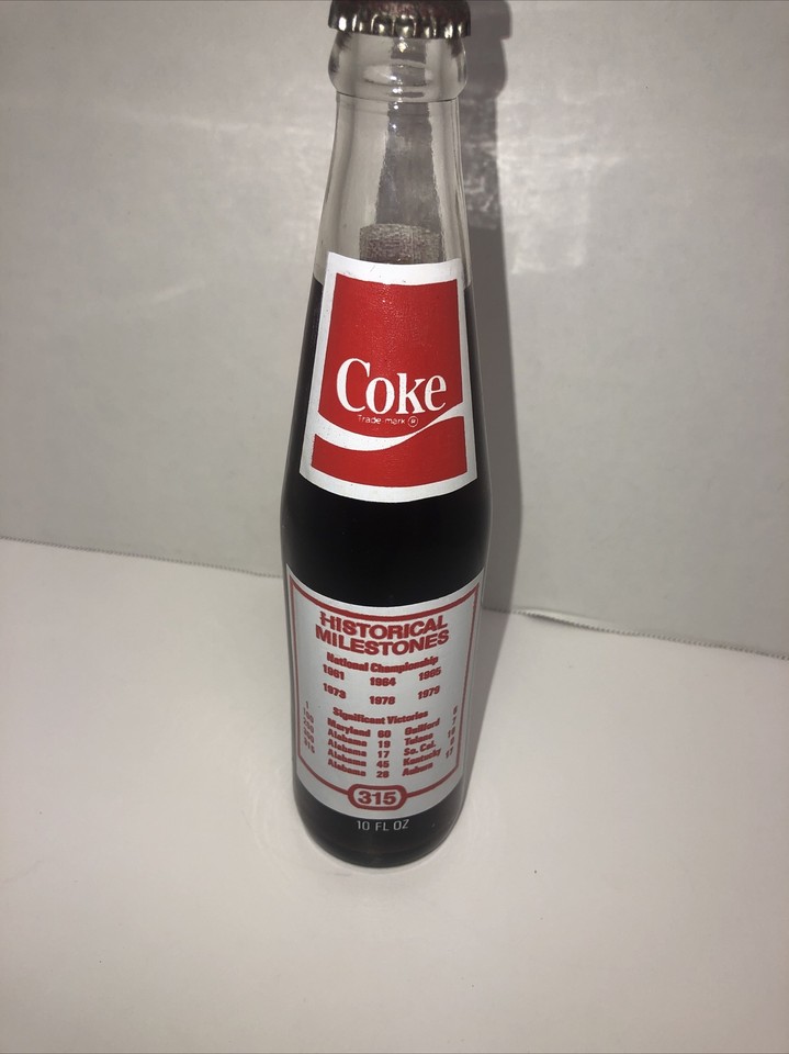 PAUL BEAR BRYANT ALABAMA CRIMSON TIDE 315 WINS 1979 SEALEDCOKE BOTTLE ...