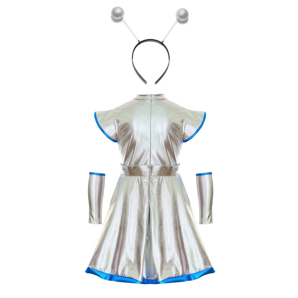 Kids Girls Alien Halloween Costume Outfit Dress with Arm Sleeve and ...