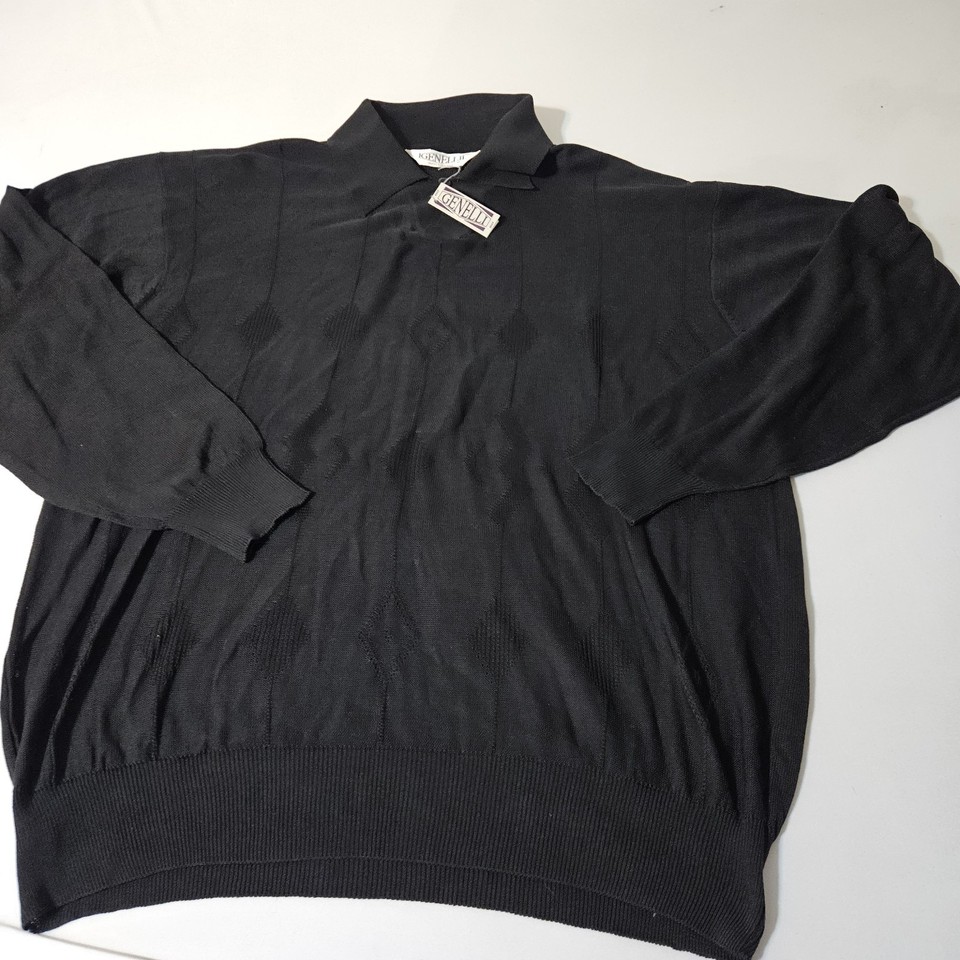 Vintage Genelli Button Shirt Men XL Black 100 Silk Retro Sopranos 90s ...