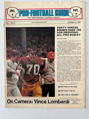 10/21/1969 AFL/NFL Pro Football Guide -Vince Lombardi Redskins, Packers ...