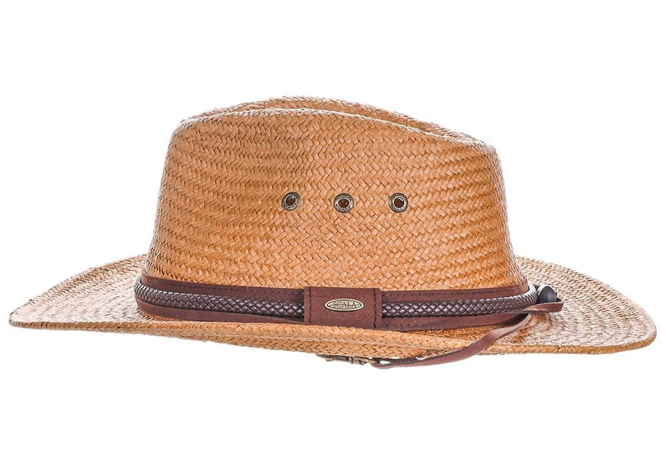 SCALA * MENS OUTBACK HAT * L/XL * NEW BURI STRAW PANAMA STYLE SUN SHADY ...