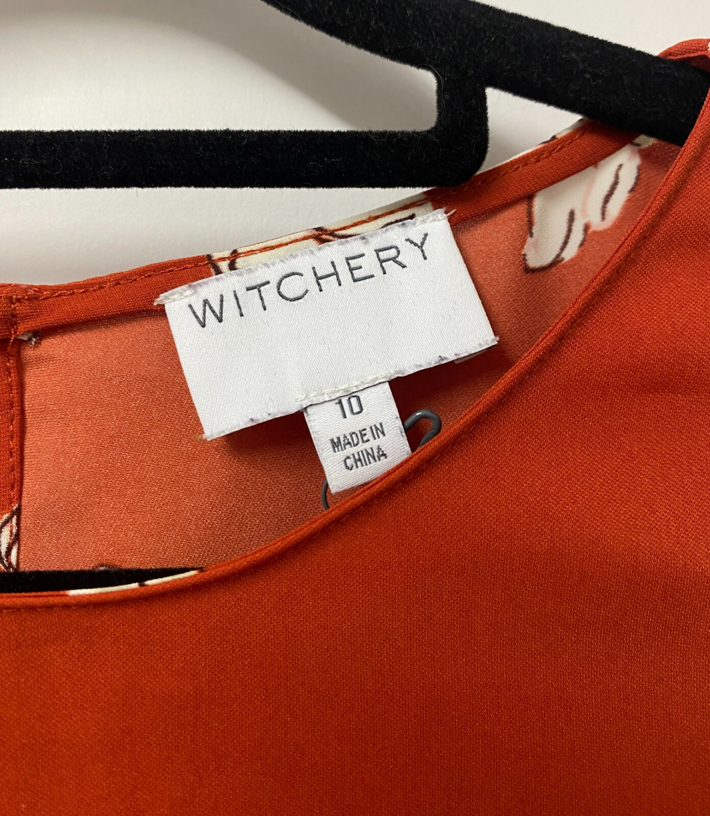 WITCHERY Womens Orange Red Floral Blouse Top Cold Shoulder Ruffle Frill ...