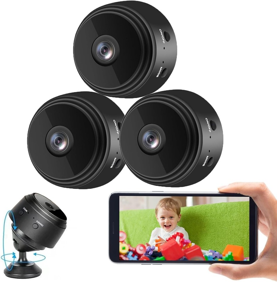 3 Pack Mini Hidden Spy Cameras - 1080P HD Night Vision for Discreet ...