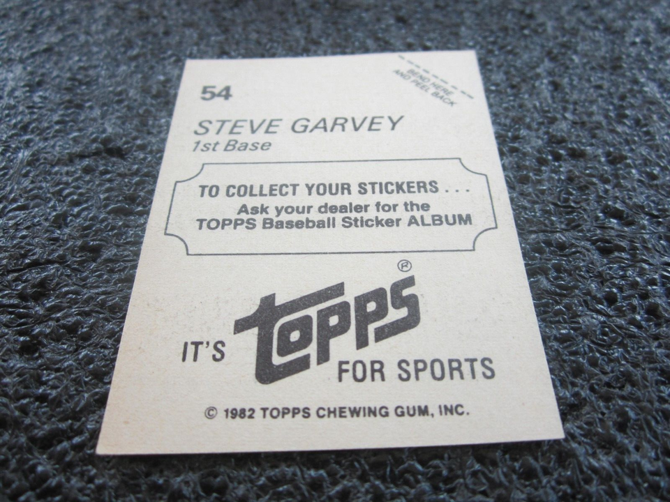 1982 TOPPS MLB STICKER STEVE GARVEY DODGERS #54 | eBay