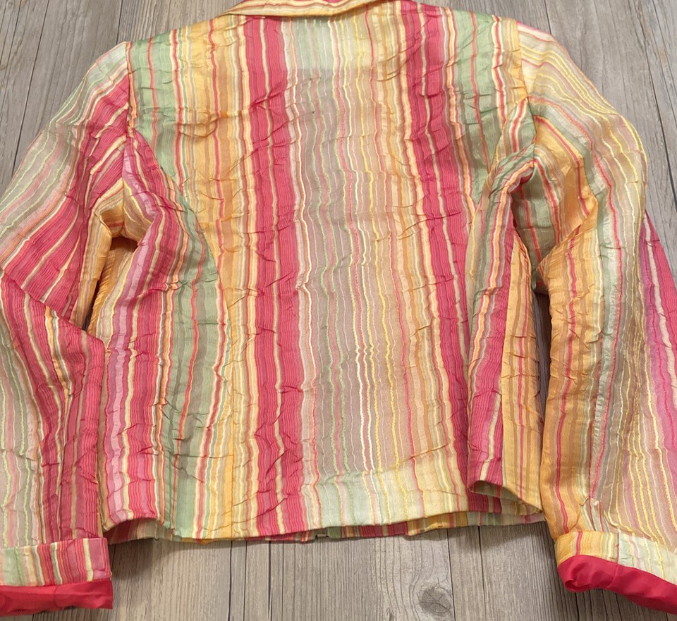 Lorizoni Vintage Blazer Jacket Full Zip 100% Silk Made In USA Womens ...