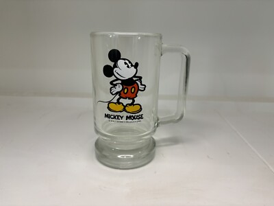 Vintage Walt Disney Mickey Mouse Clear Glass Mug, Cup, Root Beer Stein ...