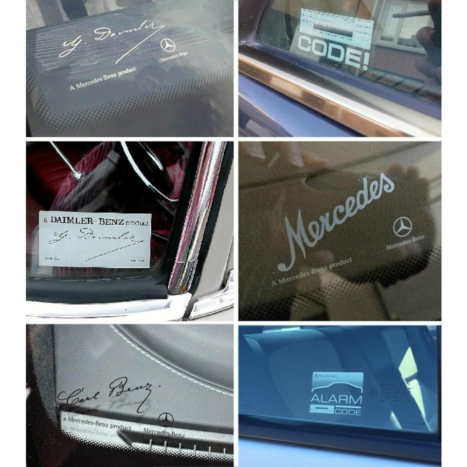 Mercedes-Benz CODE W126 W124 W201 R107 Glass Sticker Label Aufkleber ...