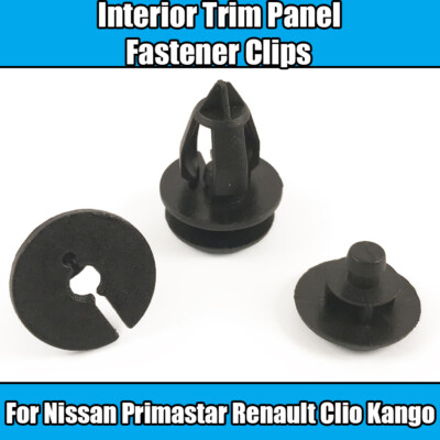 20x Clips For Nissan Primastar Interior Trim Panel Fastener Clips Black ...