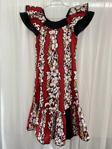 NEW RED BLACK HAWAIIAN MUUMUU HULA LONG DRESS GIRL SIZE 10 | eBay