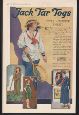 1919 JACK TAR TOGS CLOTHING SPORT TENNIS FASHION MISS AMERICA NAVY AD ...