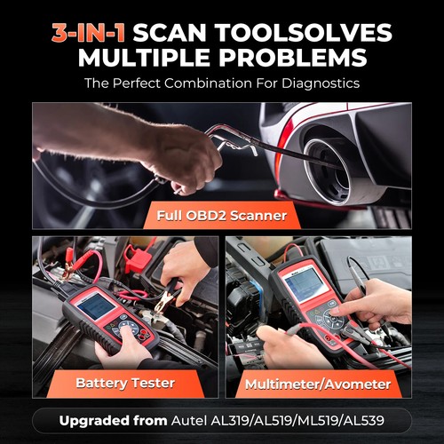 OBD2 Scanner 3-in-1 Code Reader Battery Tester Avometer for 12 Volts ...