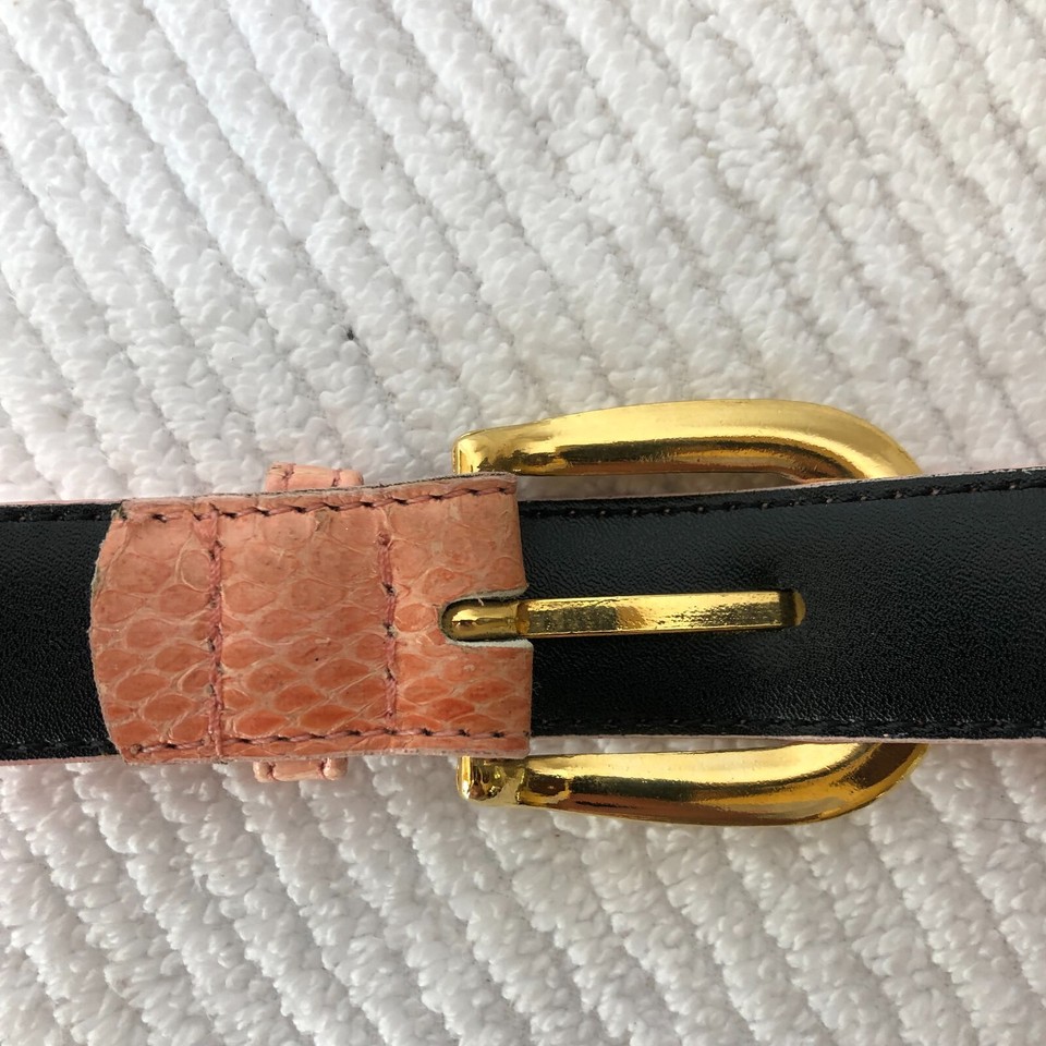 pink genuine snakeskin belt size small | eBay