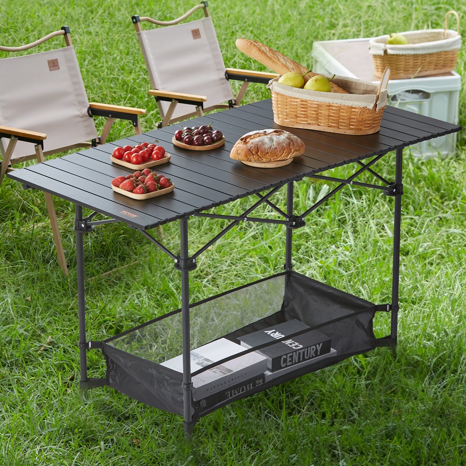 VEVOR Folding Portable Camping Table Aluminum Outdoor Table Storage ...