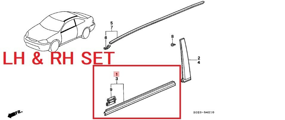 Honda Genuine Civic Coupe 2DR EJ6 EJ7 EJ8 EJ9 Window Glass Seals Door ...