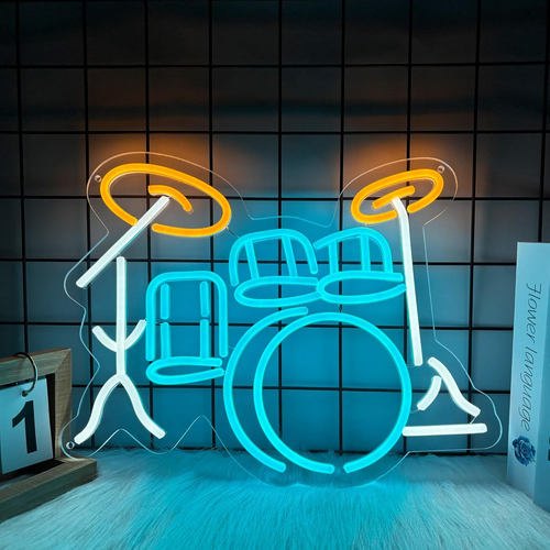 Drum Set Neon Sign for Wall Decor,Kids USB Powered Drum Set Led Sign ...